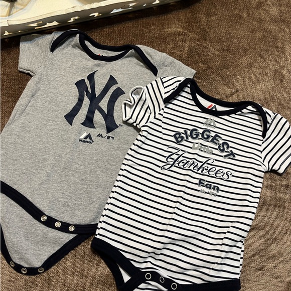 Majestic | One Pieces | 2 Yankee Baseball Fan Onesies 8 Months | Poshmark